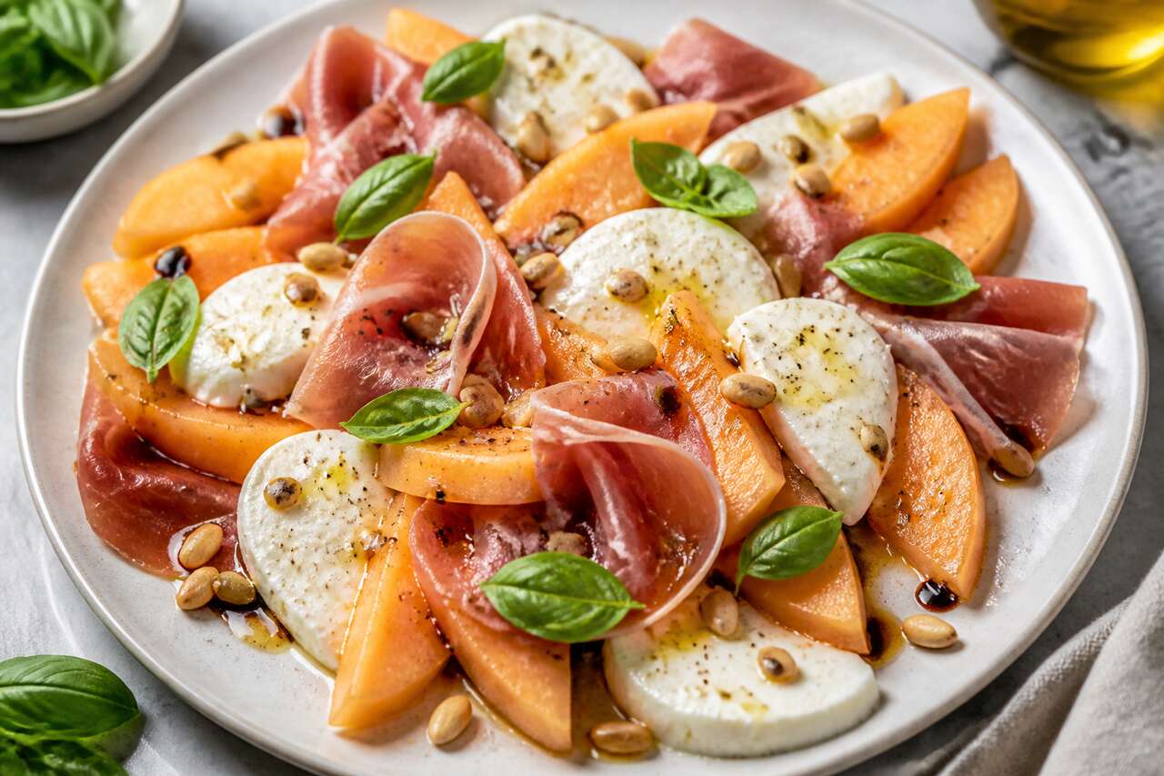 Recette salade melon mozzarella jambon cru fraîche et gourmande